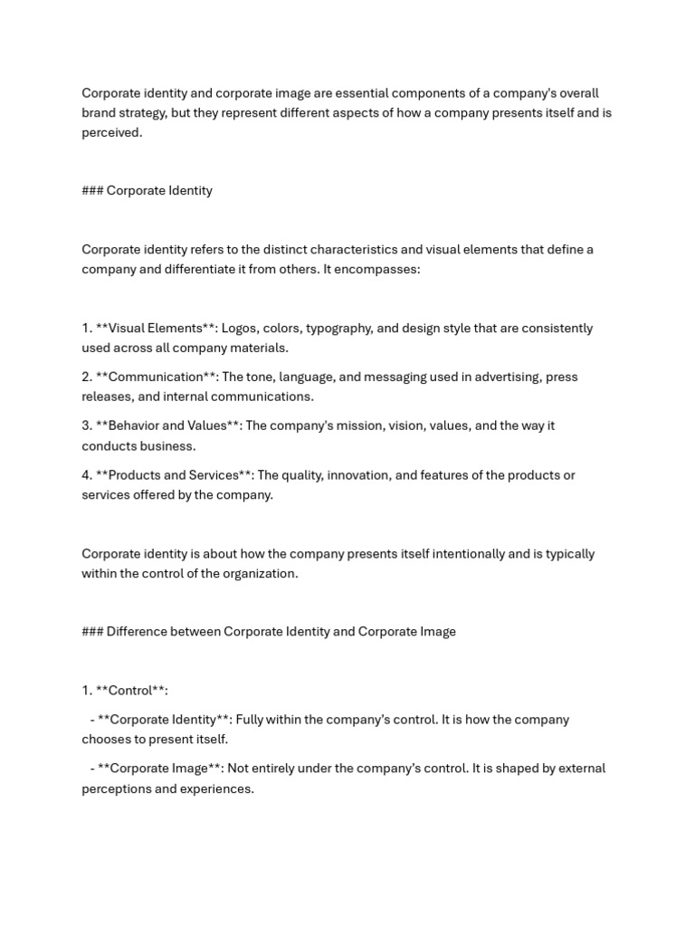 Understanding Corporate Identity vs. Image | PDF