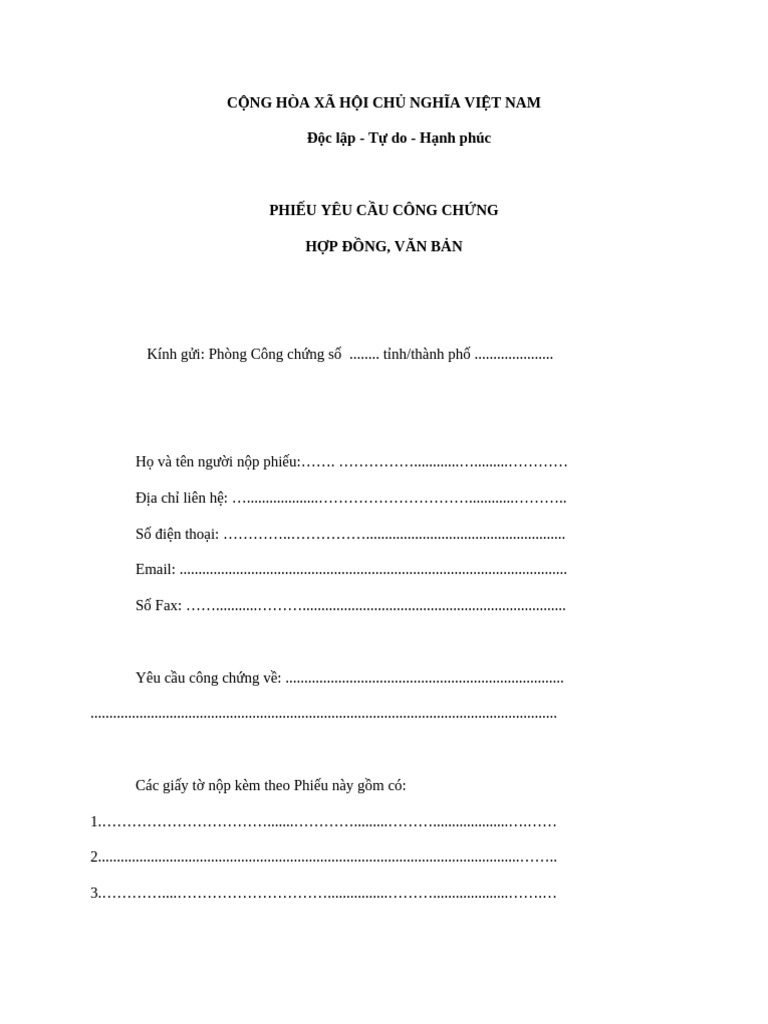 Mau Phieu Yeu Cau Cong Chung | PDF