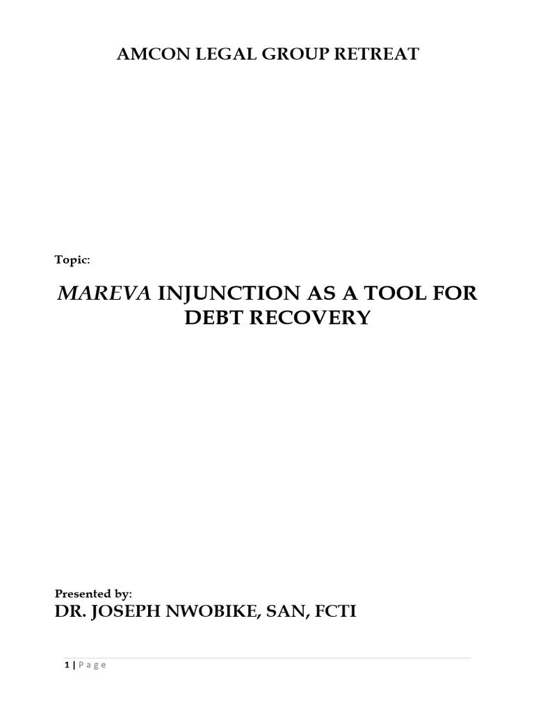 Mareva Injunction As A Tool For Debt Recovery | PDF | Separation Of Powers | Common Law