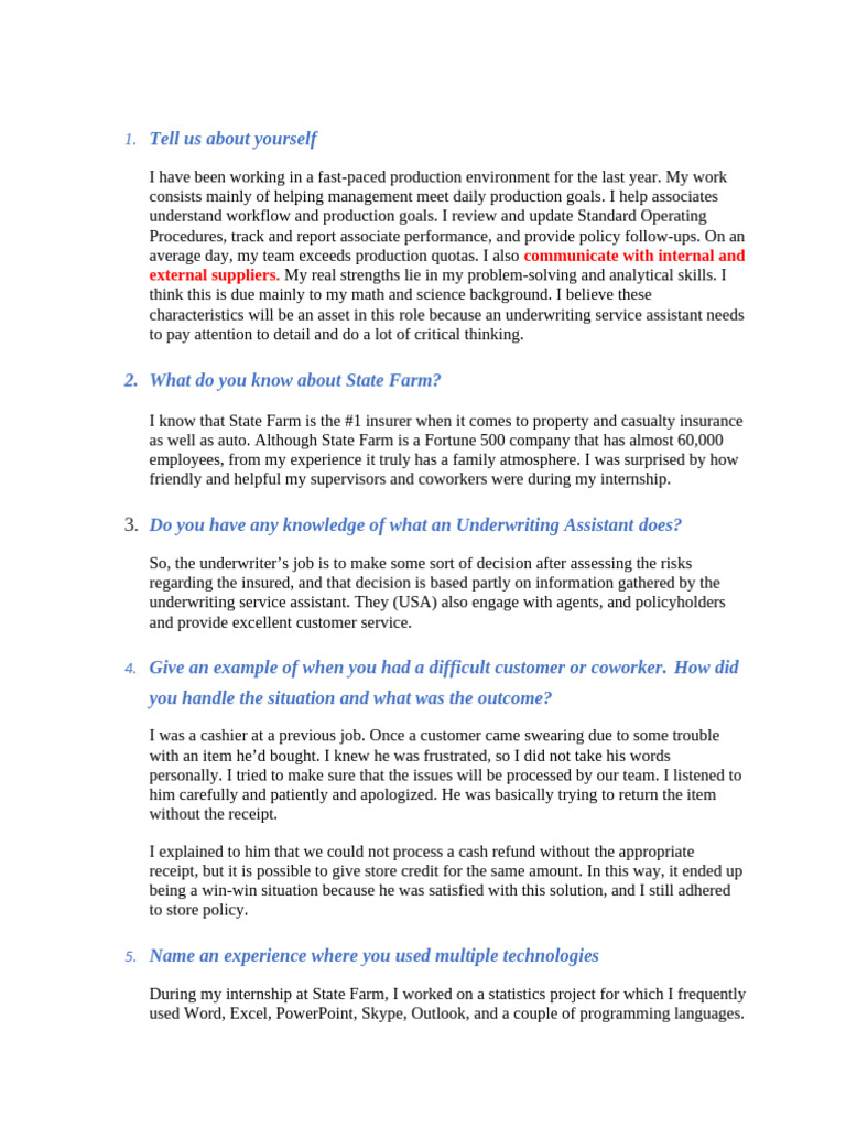 Interview Questions | PDF | Insurance | Underwriting