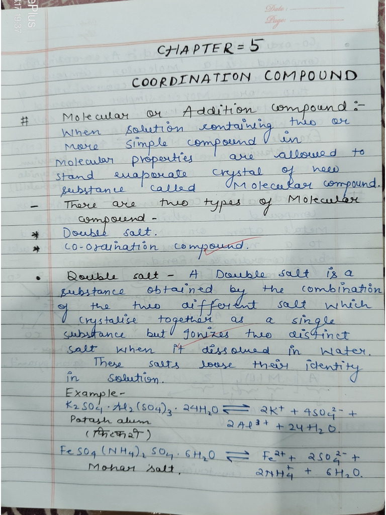 Coordination Compounds Class XII | PDF