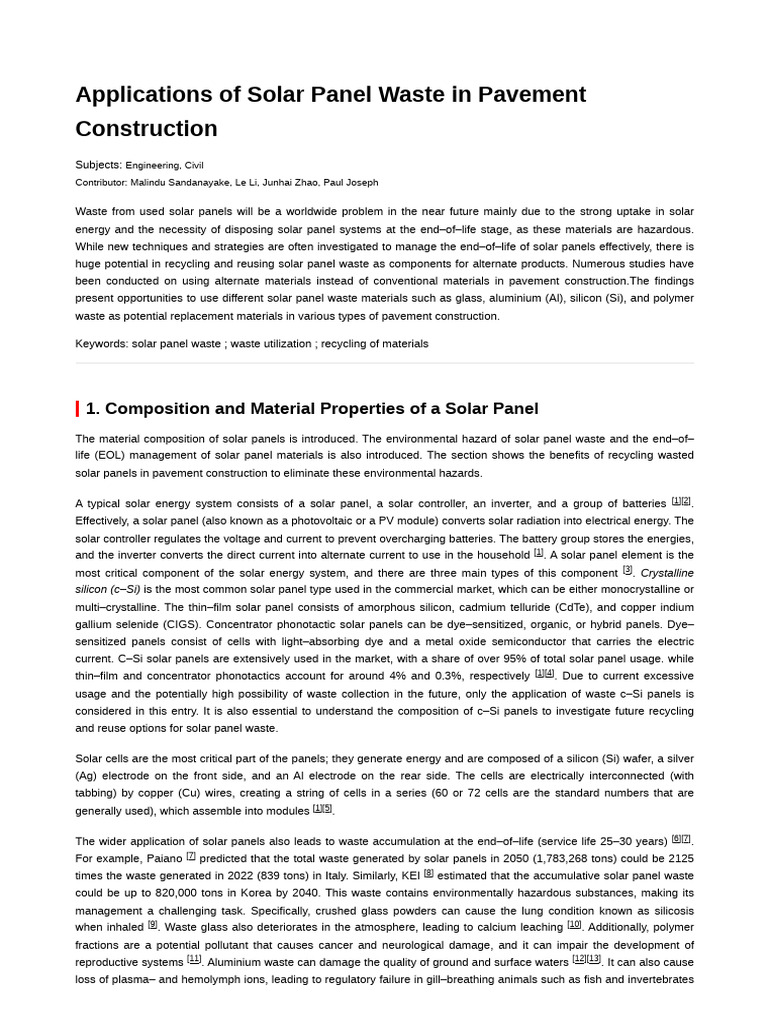 Applications of Solar Panel Waste in Pavement Construction 3 | PDF ...