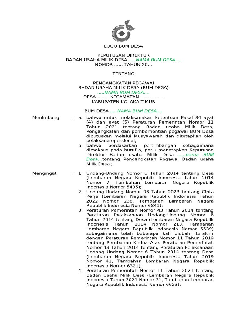 Contoh-SK Pegawai BUMDesa | PDF