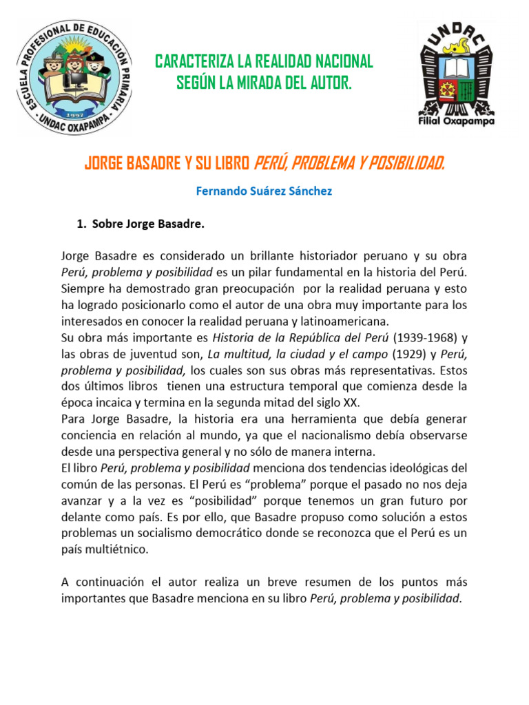 Basadre: Perú, Problema y Posibilidad | PDF | Perú | Militarismo