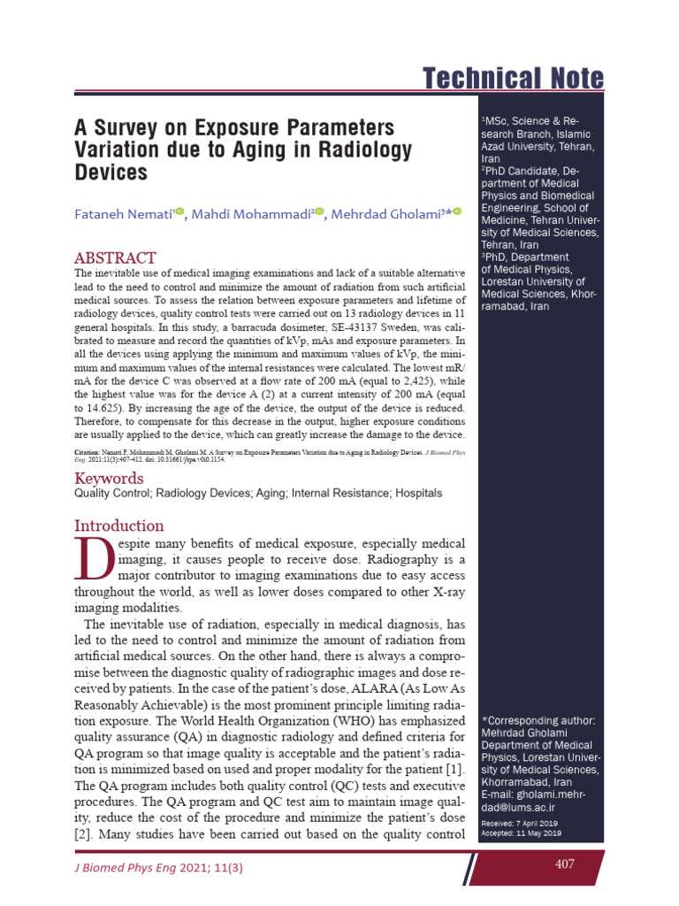 2019b A Survey on Exposure Parameters Variation due to Aging in ...
