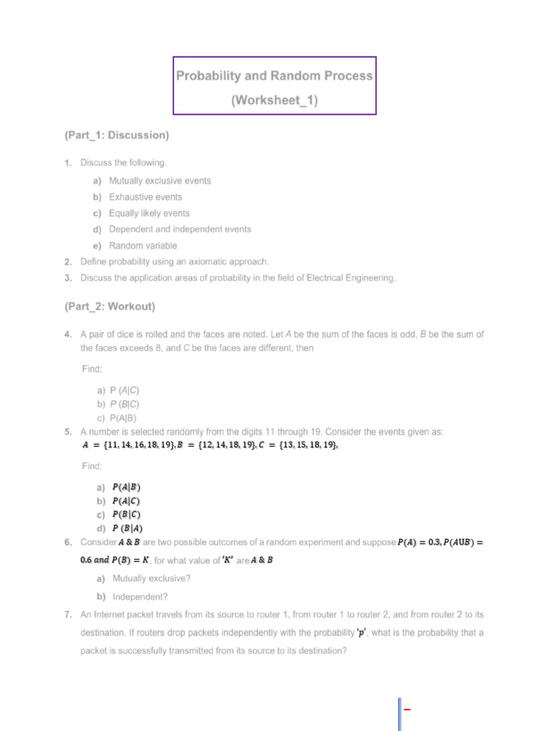 Worksheet_1 | PDF | Probability Distribution | Probability Density Function