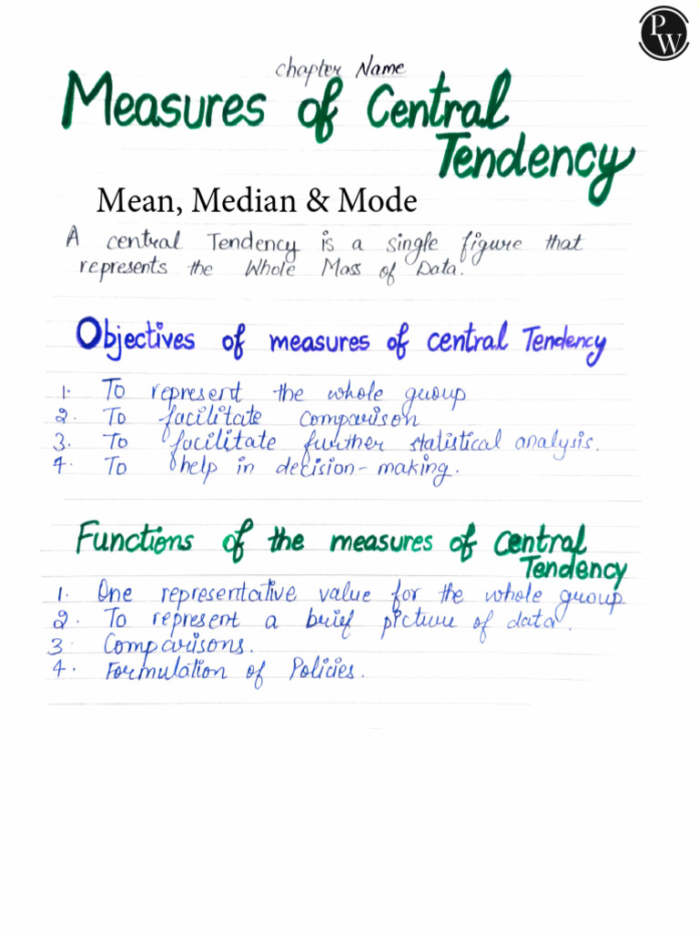 Measures of Central Tendency-Median and Mode _ Handwritten Notes ...
