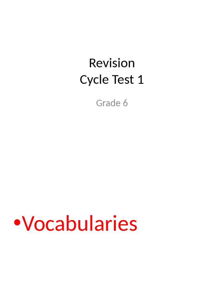 Revision Grade 6 - Cycle Test 1 | PDF | Stress (Linguistics) | Textiles