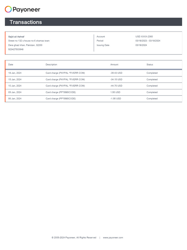 Financial Transactions Summary | PDF