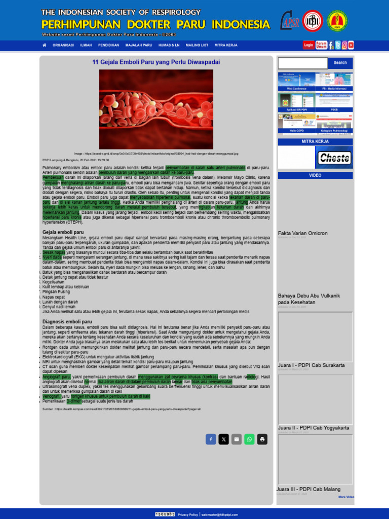 Emboli paru Pdpi | PDF