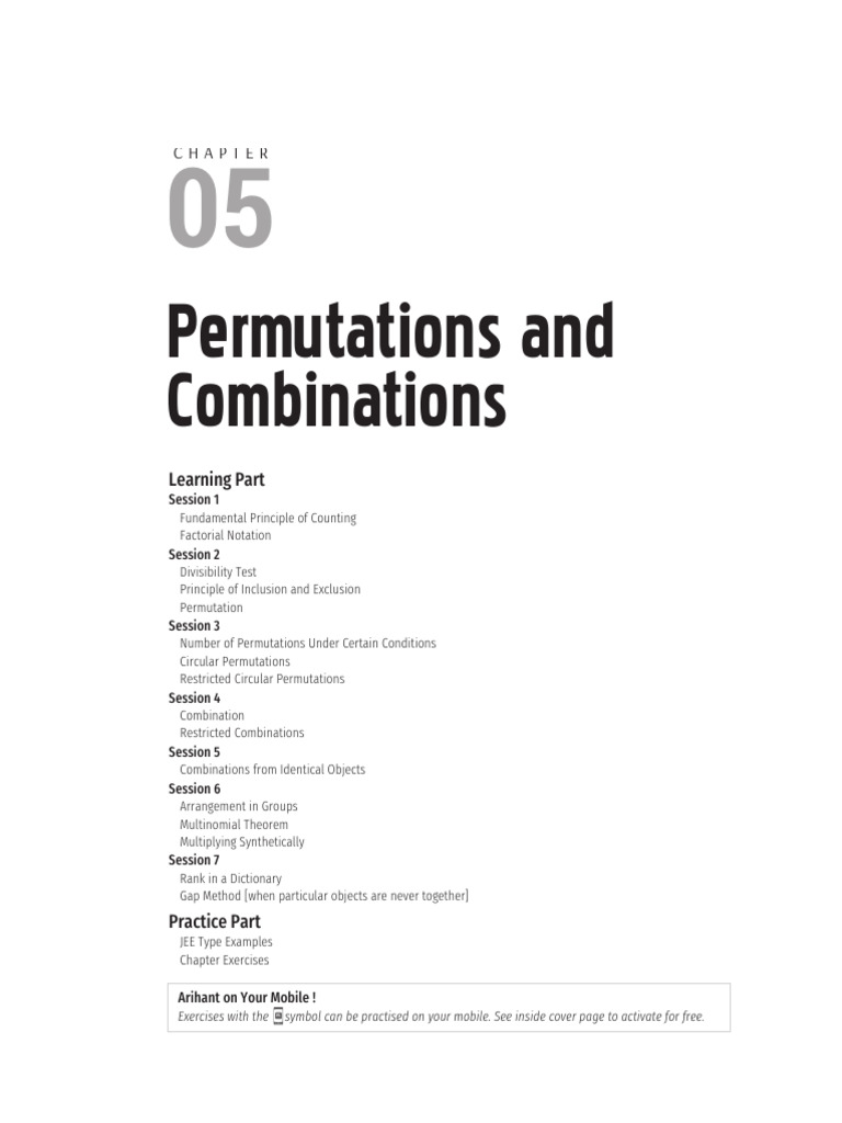 Permutations and Combinations: Learning Part | PDF | Multiplication ...