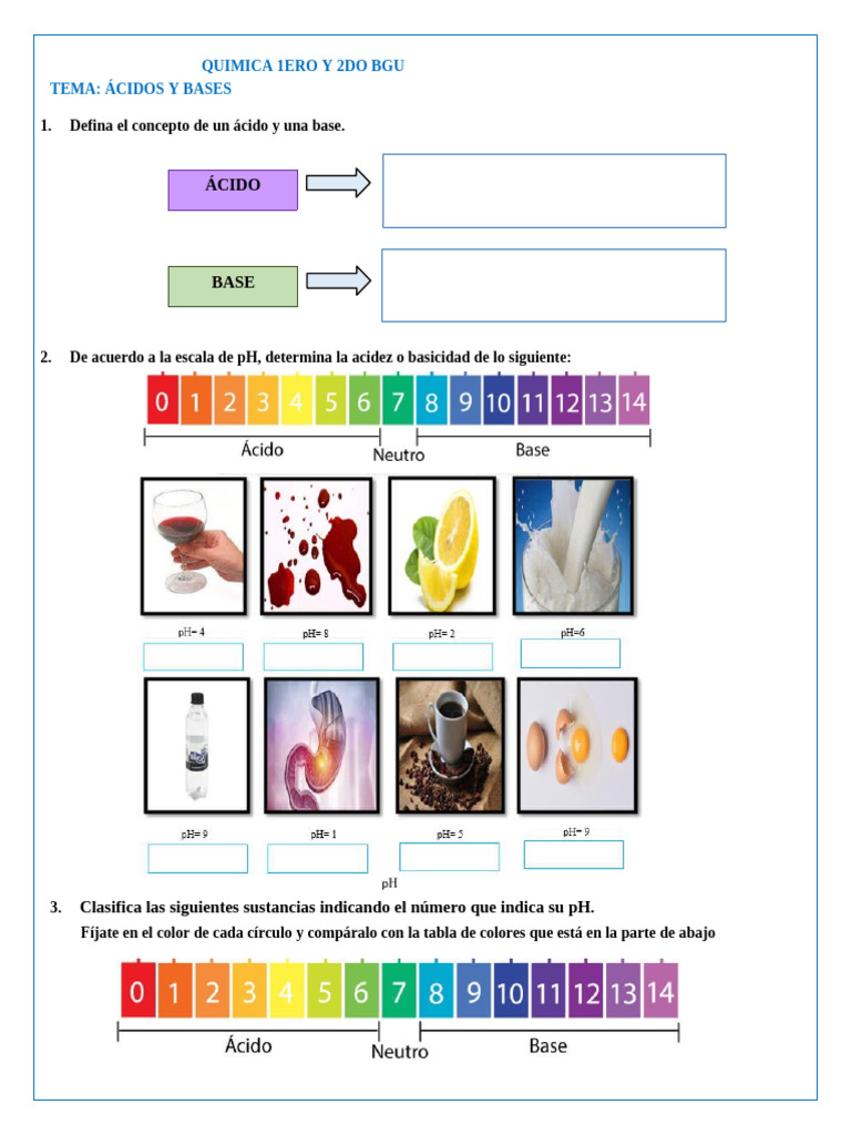 Actividad de Acidos y Bases | PDF