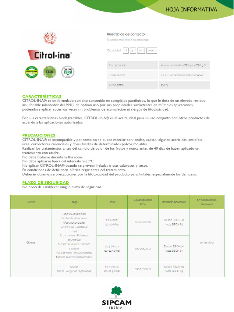 Citrol-ina_Ficha técnica | PDF