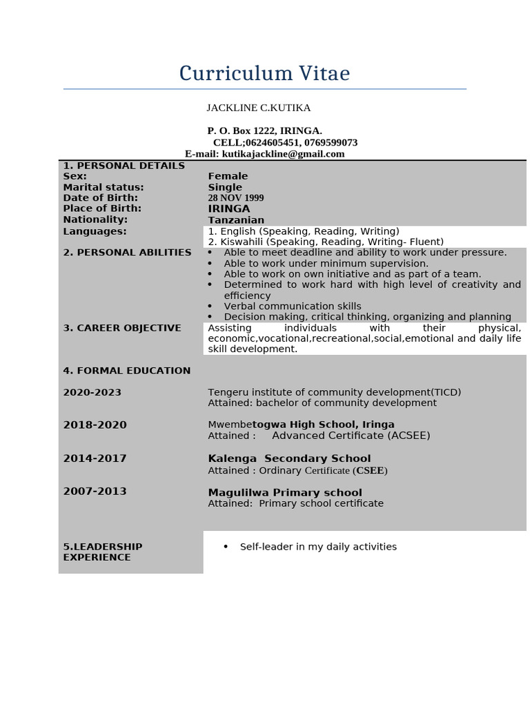 Jacky -Cv - Copy | PDF | Knowledge | Cognition