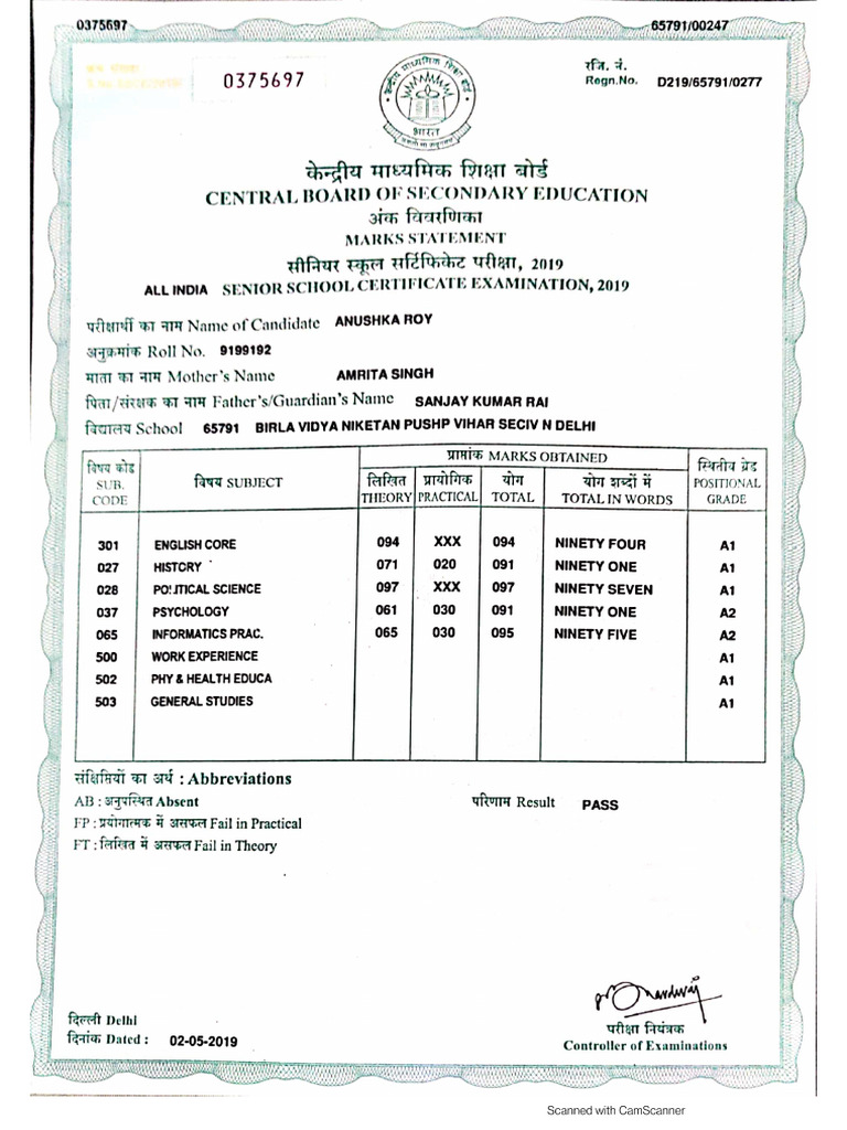 12th Certificate | PDF
