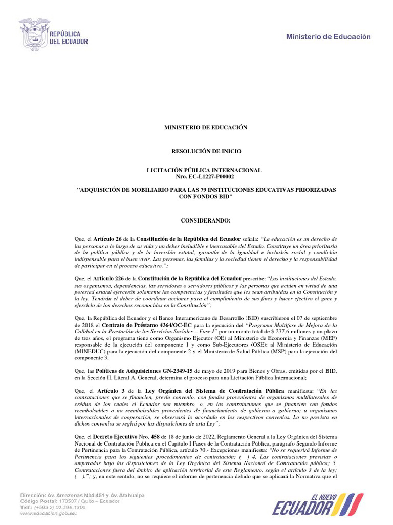 Mineduc Seei 2024 00017 R | PDF | Banco Interamericano de Desarrollo ...