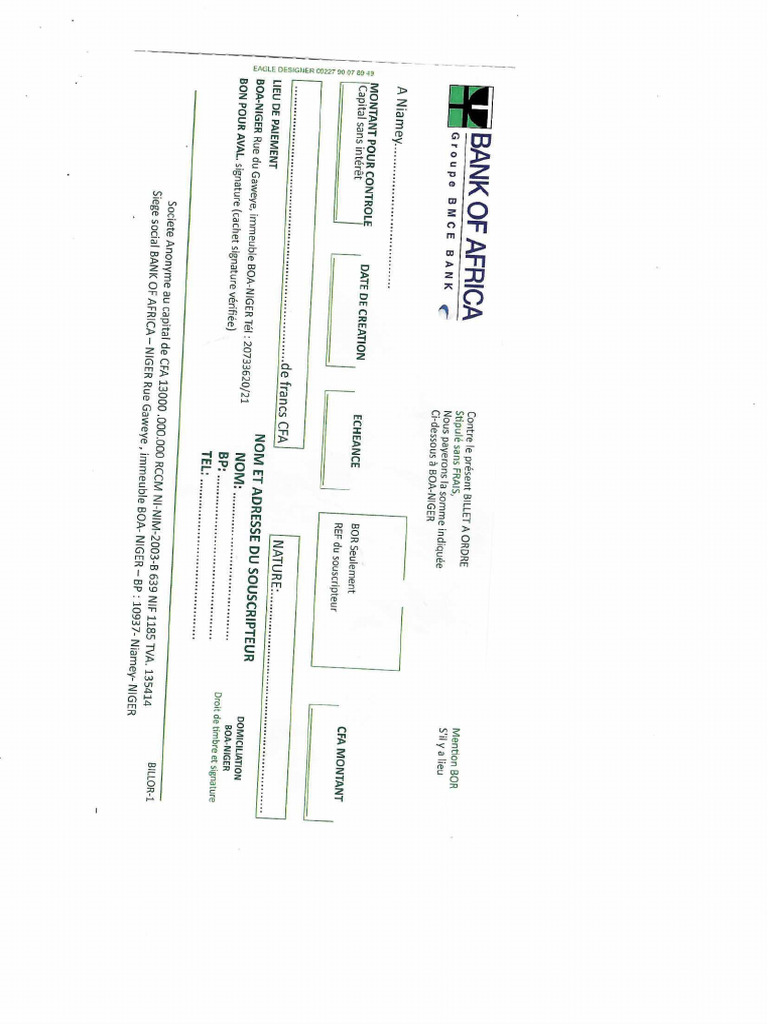 Billet A Ordre | PDF