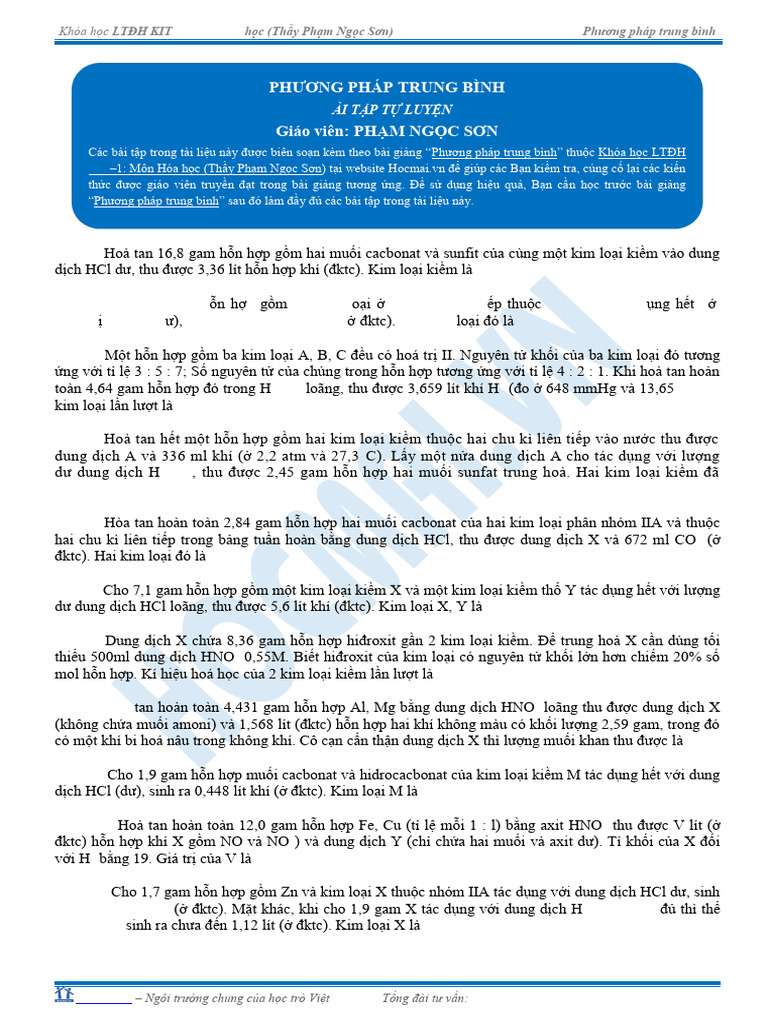 Bai 40. Bai Tap Phuong Phap Trung Binh | PDF