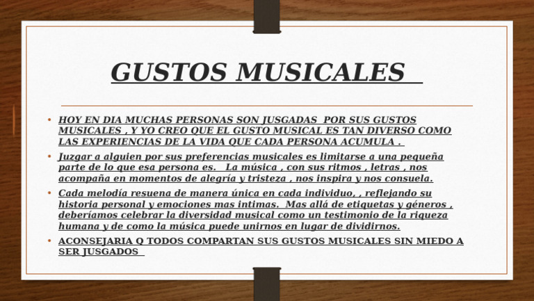 Gustos Musicales | PDF