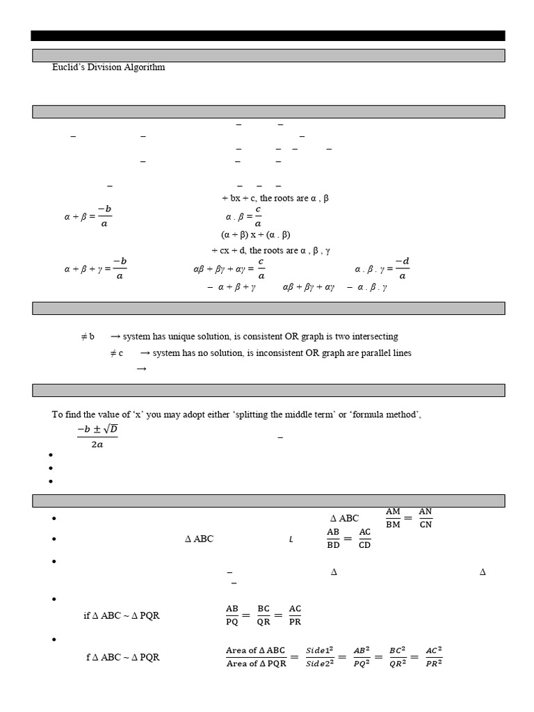 cbse class X - Science Formulae | PDF | Mathematics | Mathematical Logic