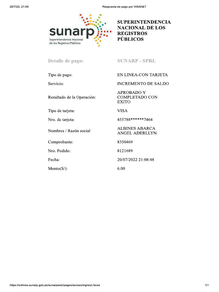 Bienvenido a la Extranet de SUNARP | PDF