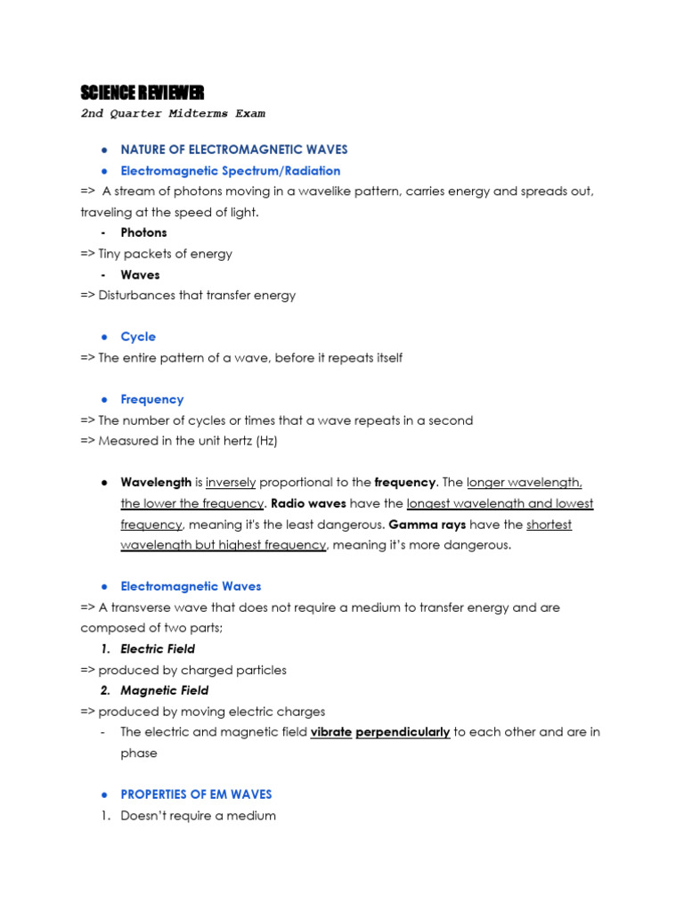 Electromagnetic Waves Study Guide | PDF | Electromagnetic Radiation ...