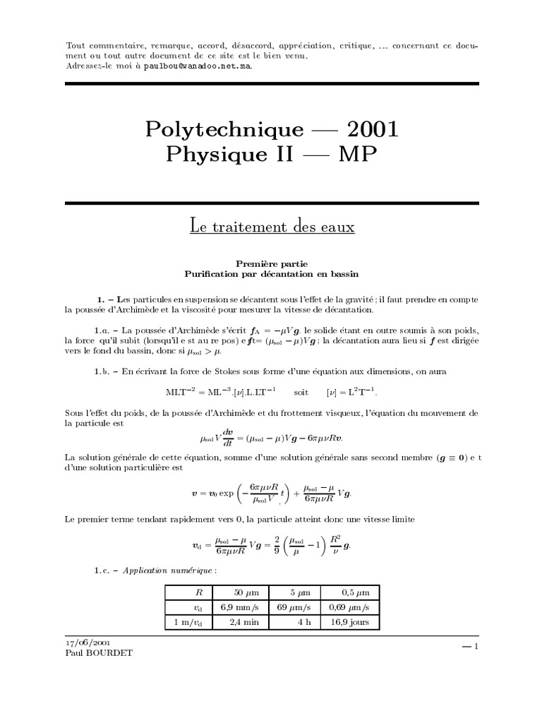 X Ens MP 2001 Physique 2 Corrige | PDF