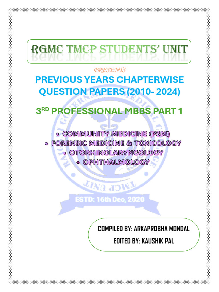 3rd Prof Part 1 MBBS 10 Years Questions WBUHS | PDF | Epidemiology | Malnutrition