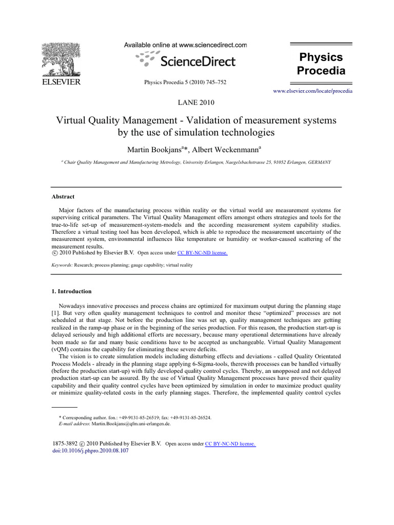 Virtual Quality Management Simulation | PDF | Simulation | Information