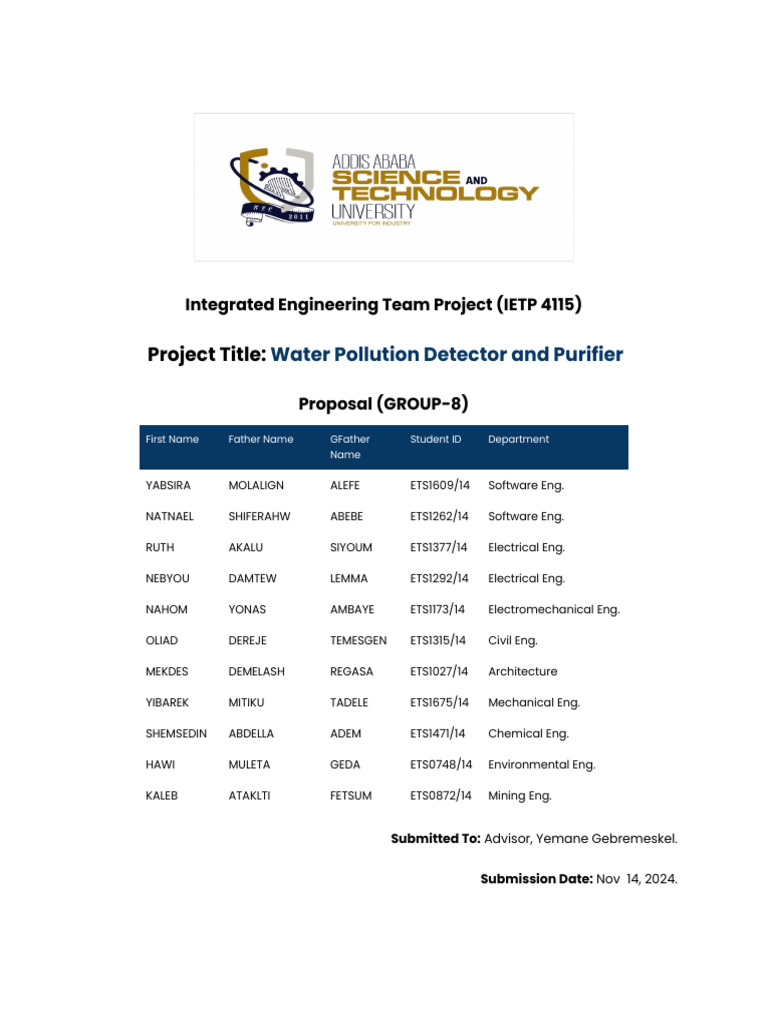 Solar Water Pollution Detector Project | PDF | Water Purification ...