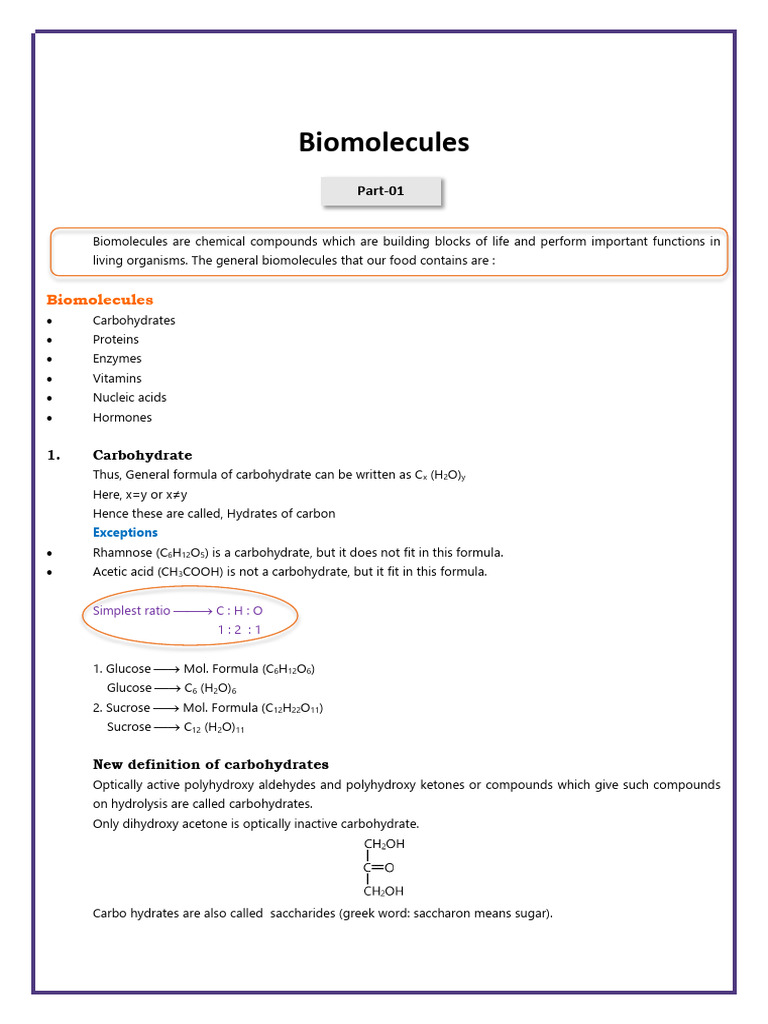 Biomolecules notes | PDF | Carbohydrates | Amino Acid