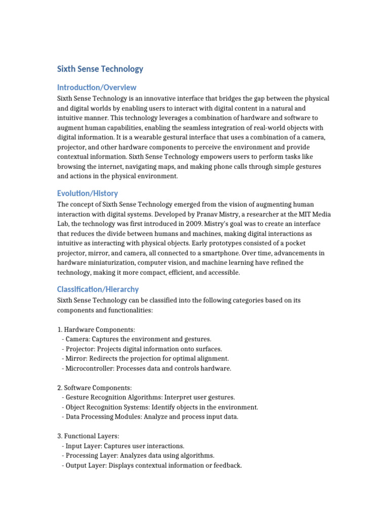Sixth_Sense_Technology_Report | PDF | Computer Vision | Information Technology