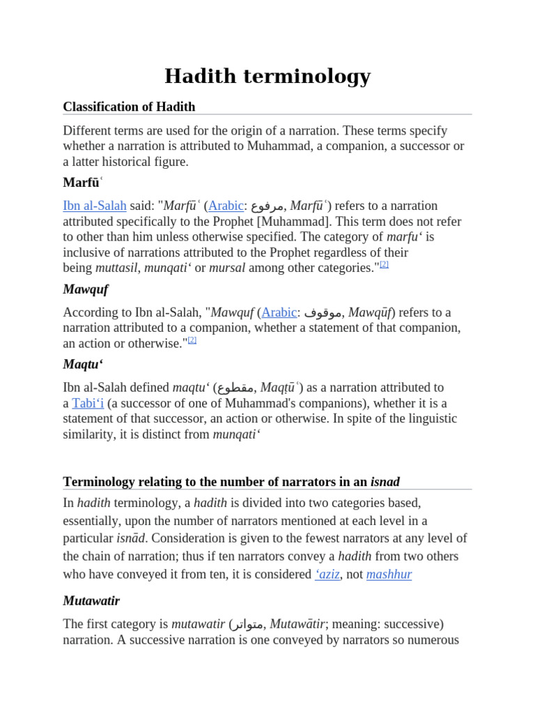 Hadith Terminology FOR SOFT BOARD OII | PDF | Islamic Jurisprudence ...