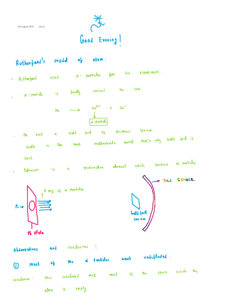 Rutherfords Model of Atom. | PDF