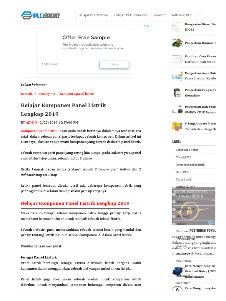 Belajar Komponen Panel Listrik Lengkap 2019 | PDF
