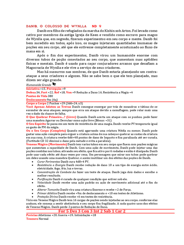Danib: O Colosso de Wynlla ND 9 | PDF