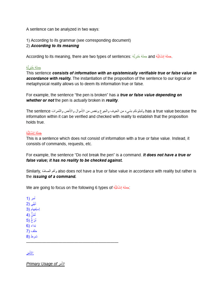 Types - of - Sentences - According - To - Meaning Mantiq | PDF ...