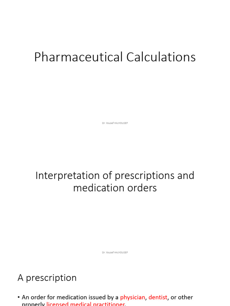 Pharmaceutical Calculations | PDF | Dose (Biochemistry) | Chemistry