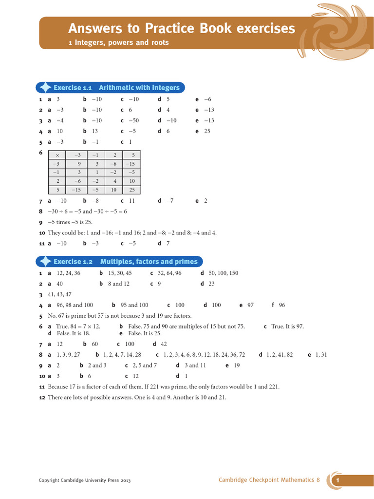 01_ans_practicebook | PDF | Prime Number | Ring Theory