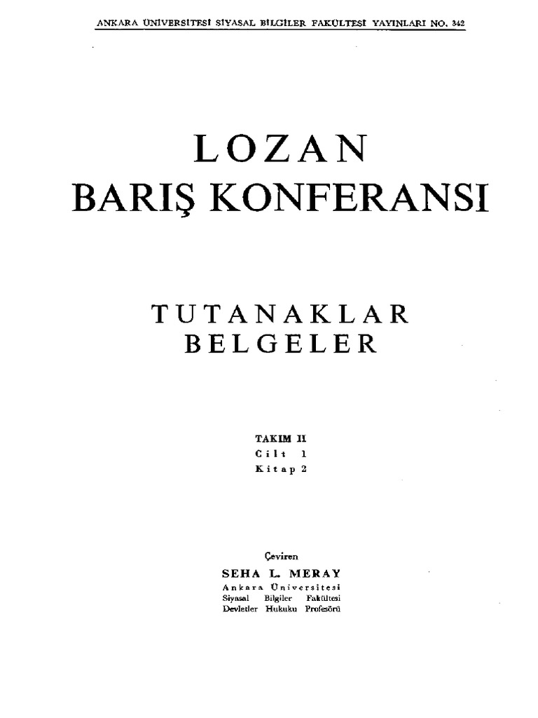 Lozan Baris Konferansi Tutanaklar Ve Bel | PDF