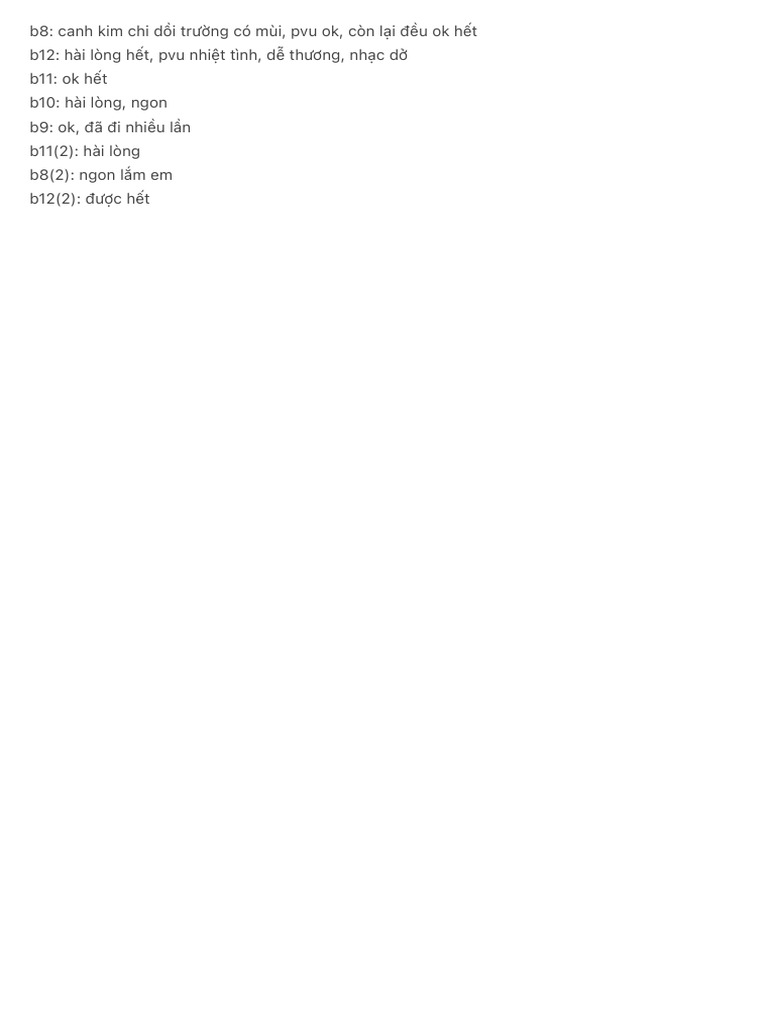 b8 Canh Kim Chi Dồi Trường Có Mùi, Pvu Ok, Còn Lại Đều Ok Hết | PDF