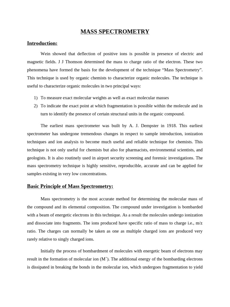 Mass Spectrometry | PDF | Mass Spectrometry | Ion