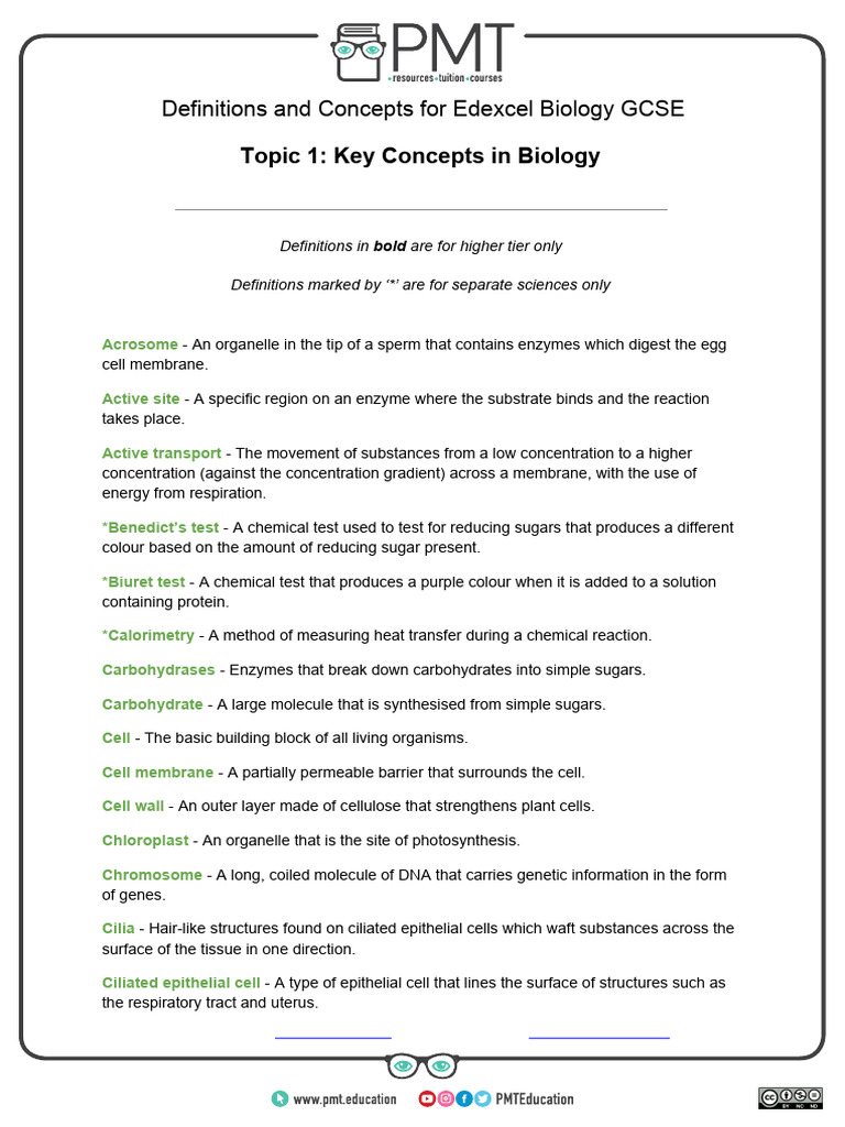 Edexcel Biology GCSE Key Concepts Guide | PDF | Cell (Biology) | Enzyme