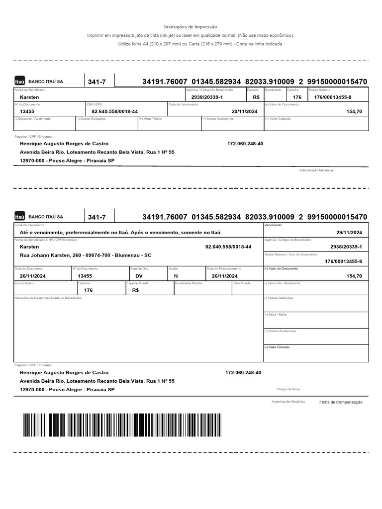 Boleto Karsten para Pagamento | PDF | Bancos | Impressão