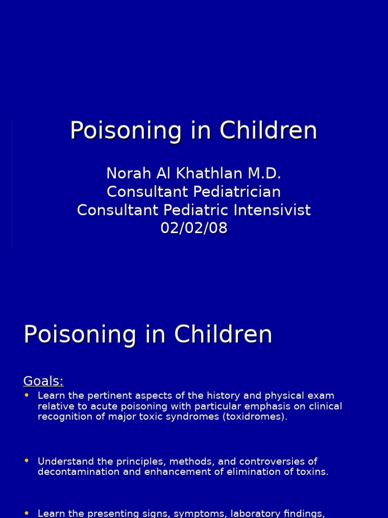 Pediatric Poisoning: Recognition and Management | PDF | Poison | Medicine
