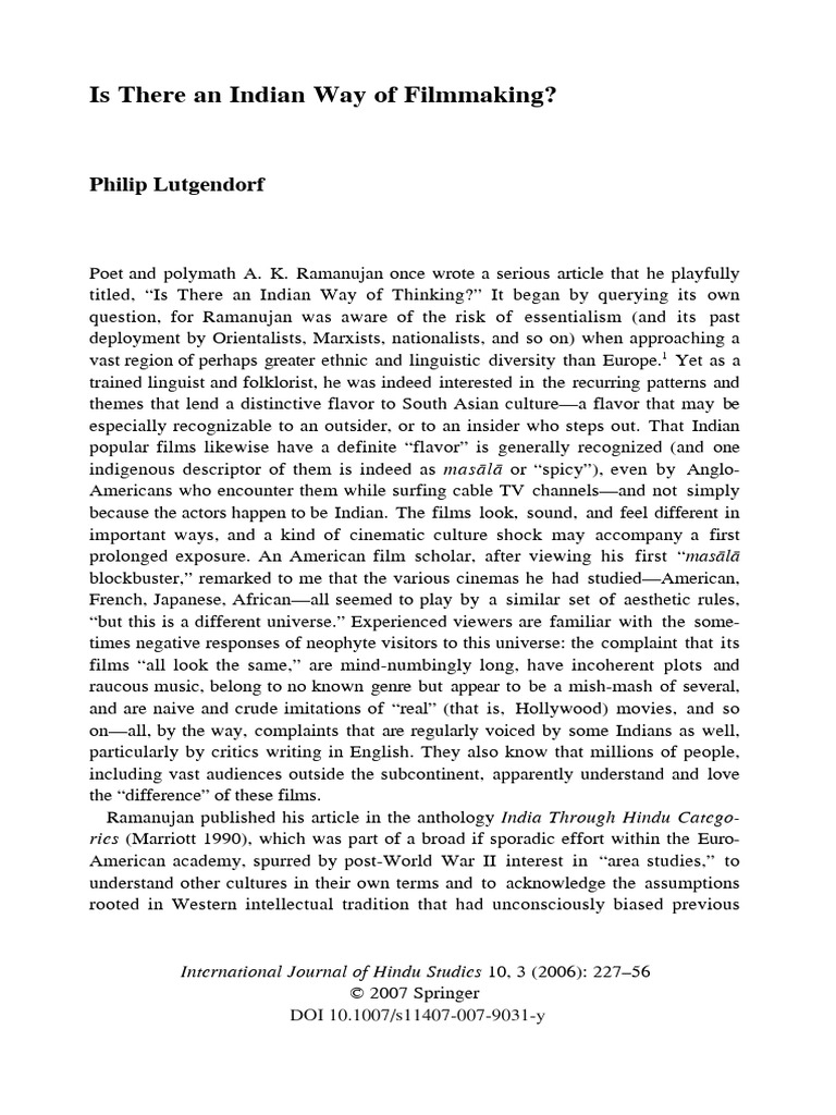 Indian Filmmaking: Cultural Perspectives | PDF