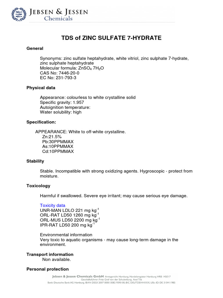 Sulfato de Zinc | PDF