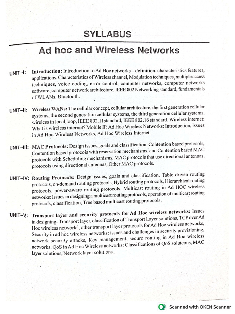 Ad Hoc and Wireless Network (4th Cse) | PDF
