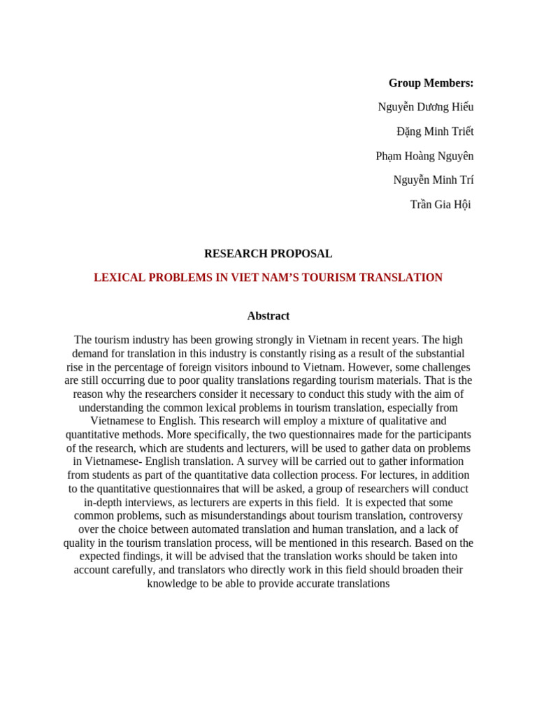 Research Proposal Group 2 | PDF | Tourism | Translations