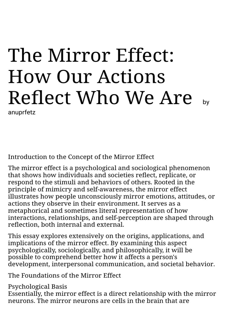The Mirror Effect - How Our Actions Reflect Who We Are by Anuprfetz ...